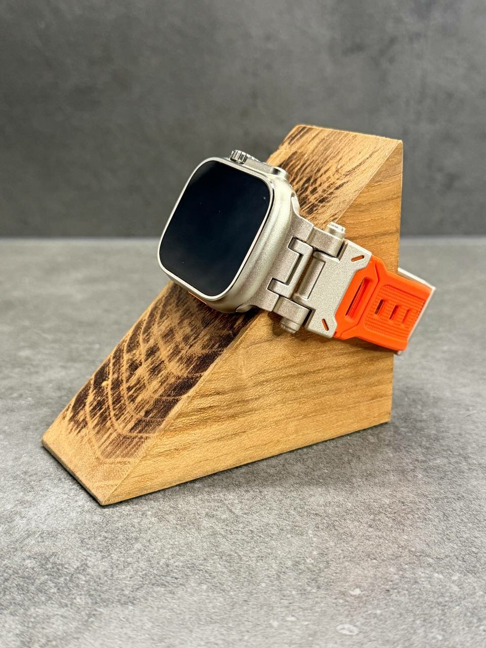Ремешок силиконовый Spigen DELICATE / для часов Apple Watch Ultra 42/44/45/49mm / Титан+Оранжевый_4