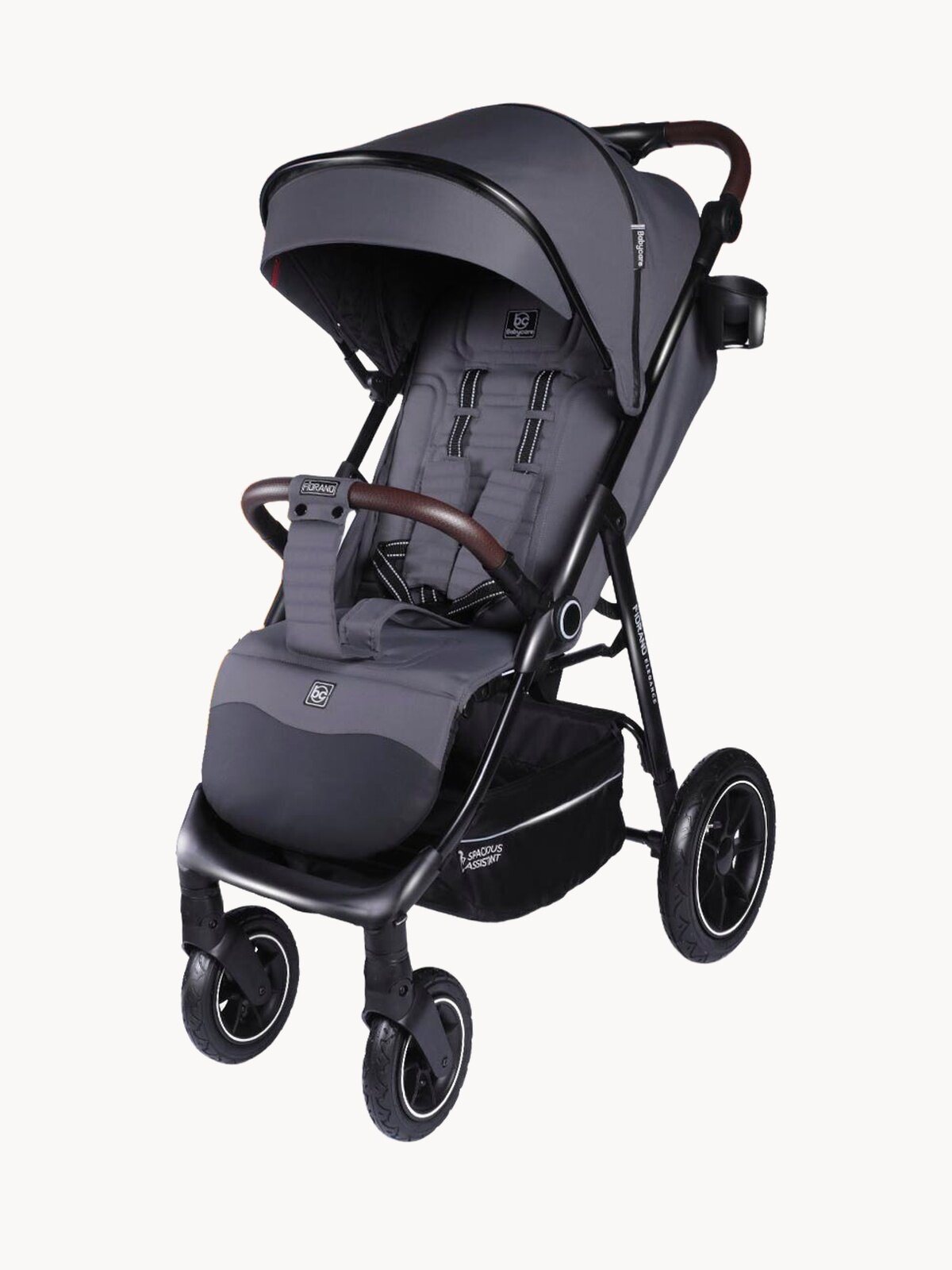 Коляска прогулочная всесезонная Fiorano, надувные колеса, темно-серый