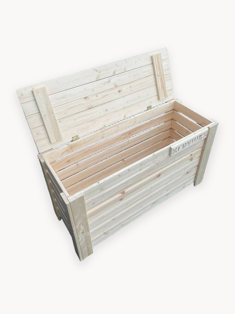 Ящик для игрушек откидной, из массива хвои (103х57х38 см)