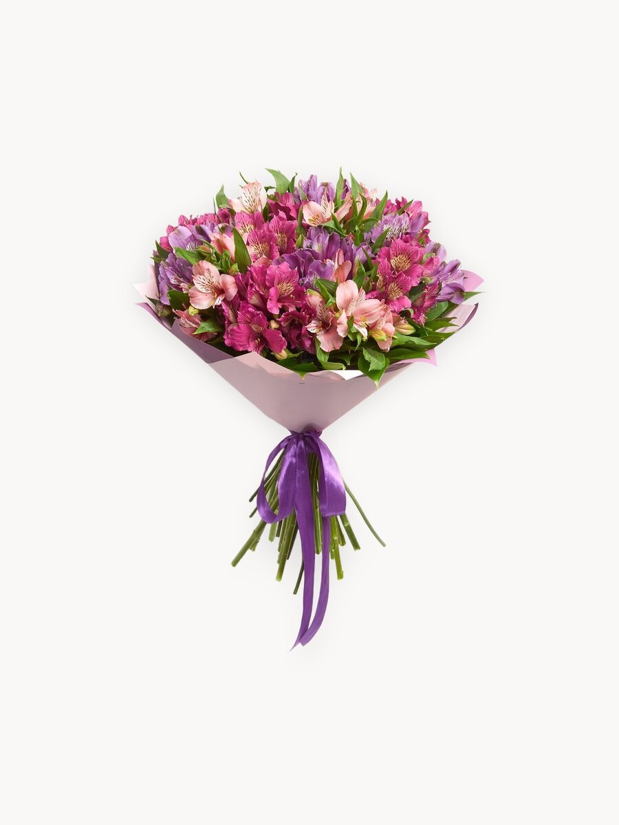 Букет живых цветов из альстромерий Лиловый цвет