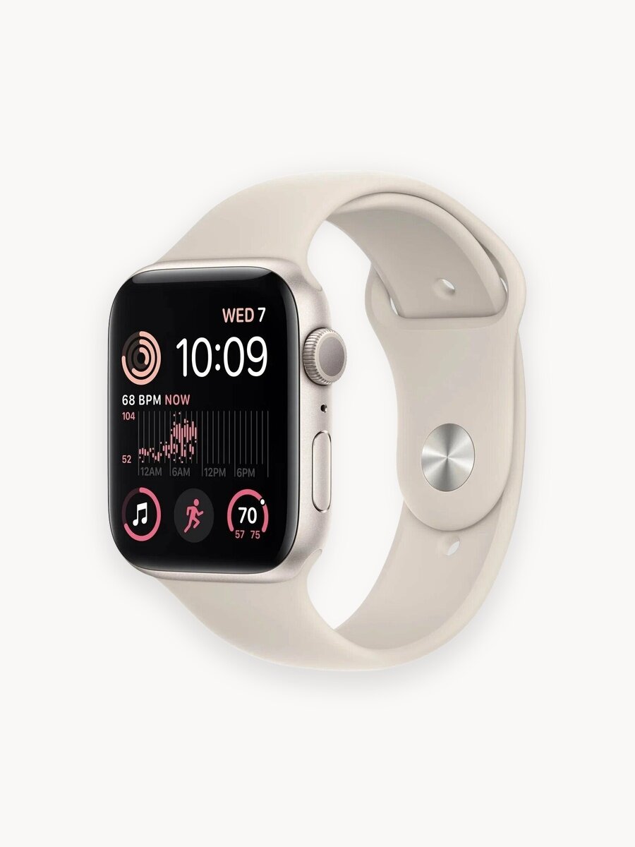 Смарт-часы Apple Watch SE 2 44мм m/l Starlight (Сияющая Звезда), GPS, Apple, США