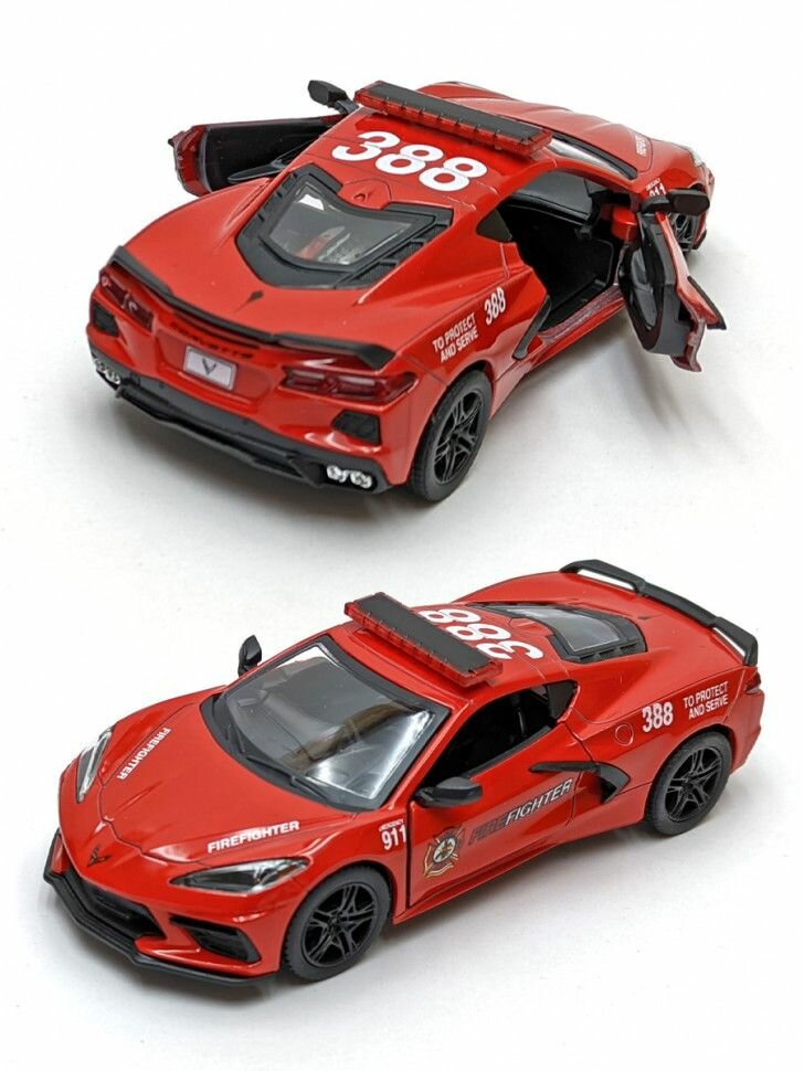Металлическая машинка Kinsmart 2021 Corvette 1:36 (Police/Firefighter) KT5432DPR (Красный)
