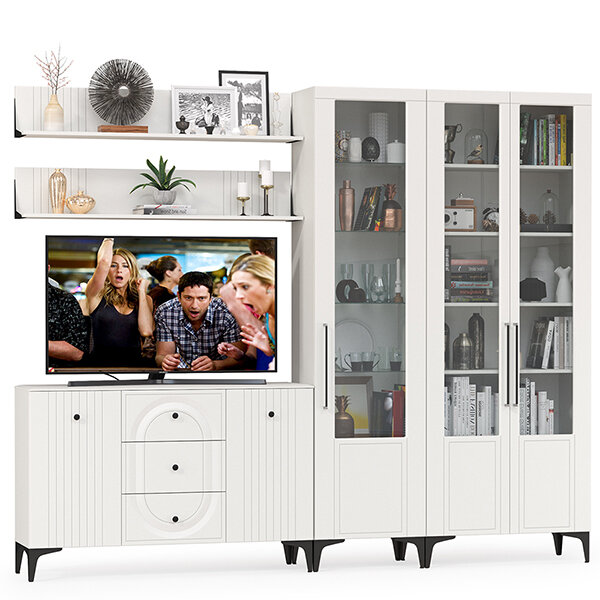 Валенсия Гостиная № 116, цвет ЛДСП белый шагрень/МДФ белый шагрень