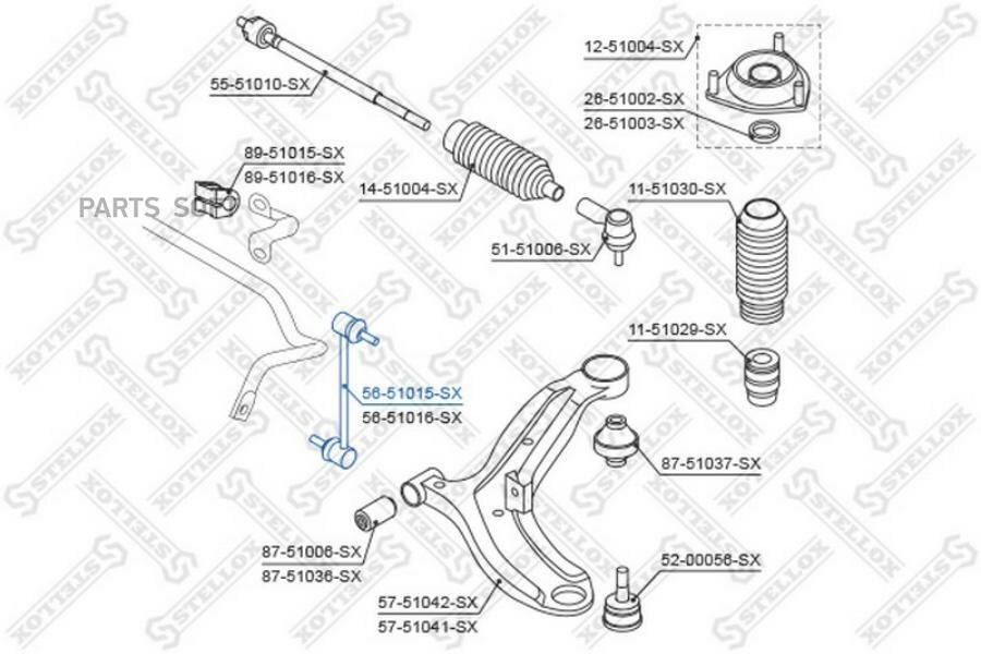 5651015SX STELLOX Тяга пер. стабил. лев. Hyundai Getz 02>