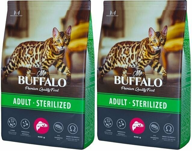 Mr.Buffalo Сухой корм для кошек Adult sterilized Лосось, 400 г, 2 уп