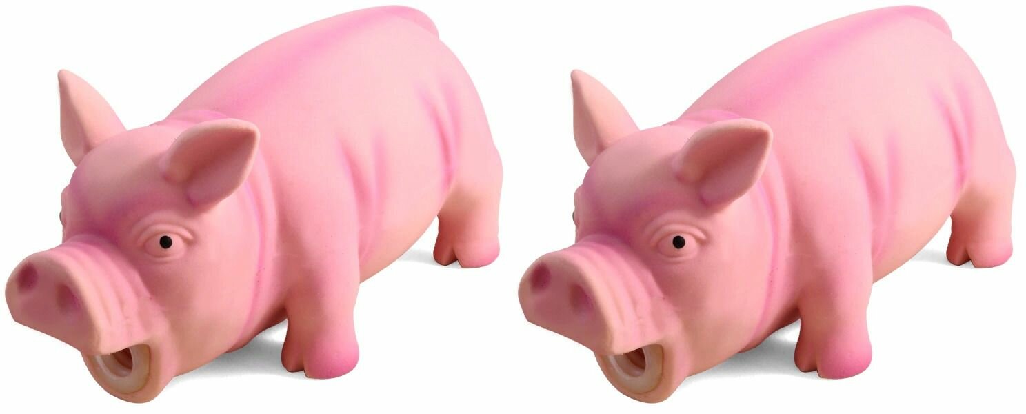Triol Игрушка для собак Поросенок хрюкающий, латекс, 16 см, 2 шт