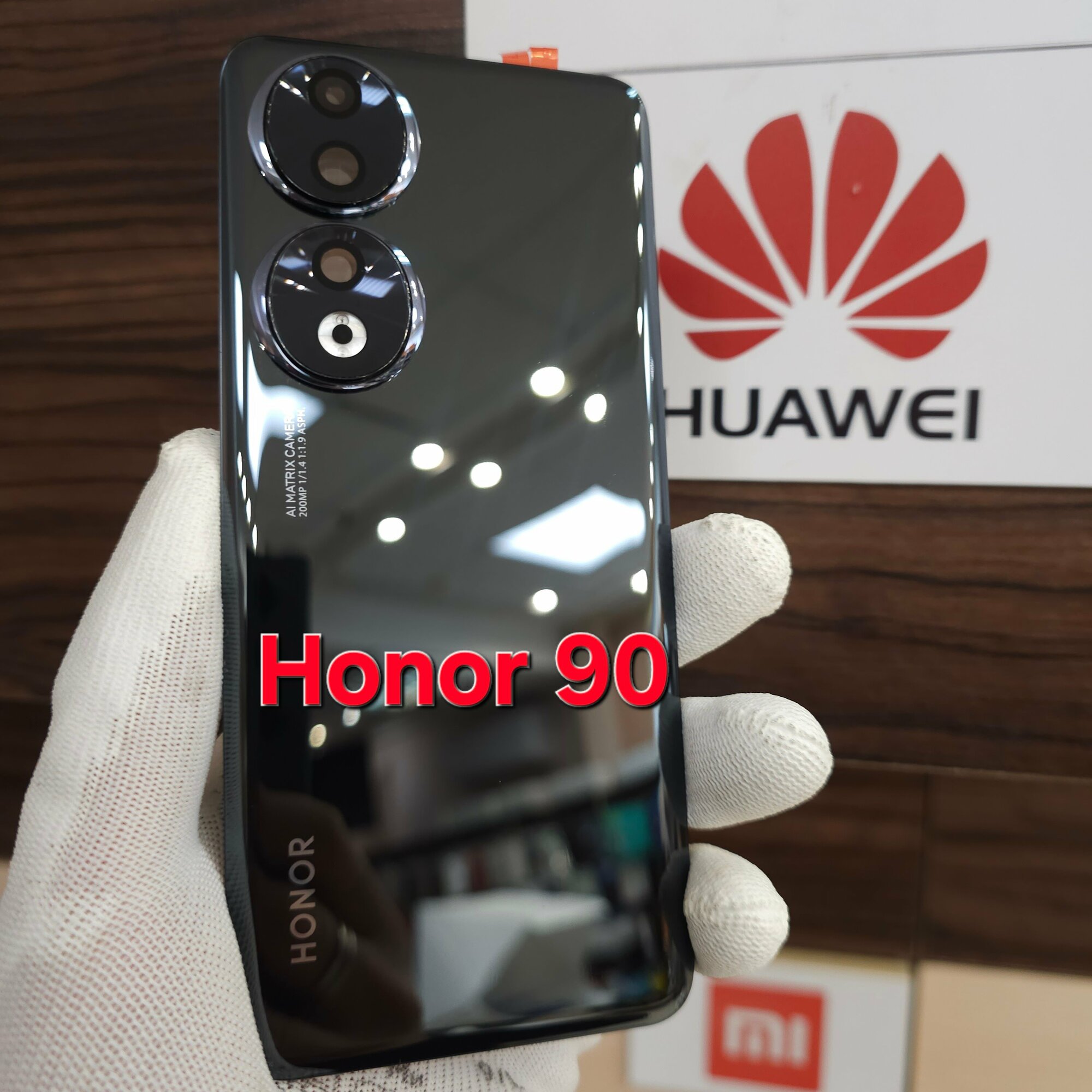 Крышка для Honor 90 оригинал (заднее стекло) цвет: Чёрный