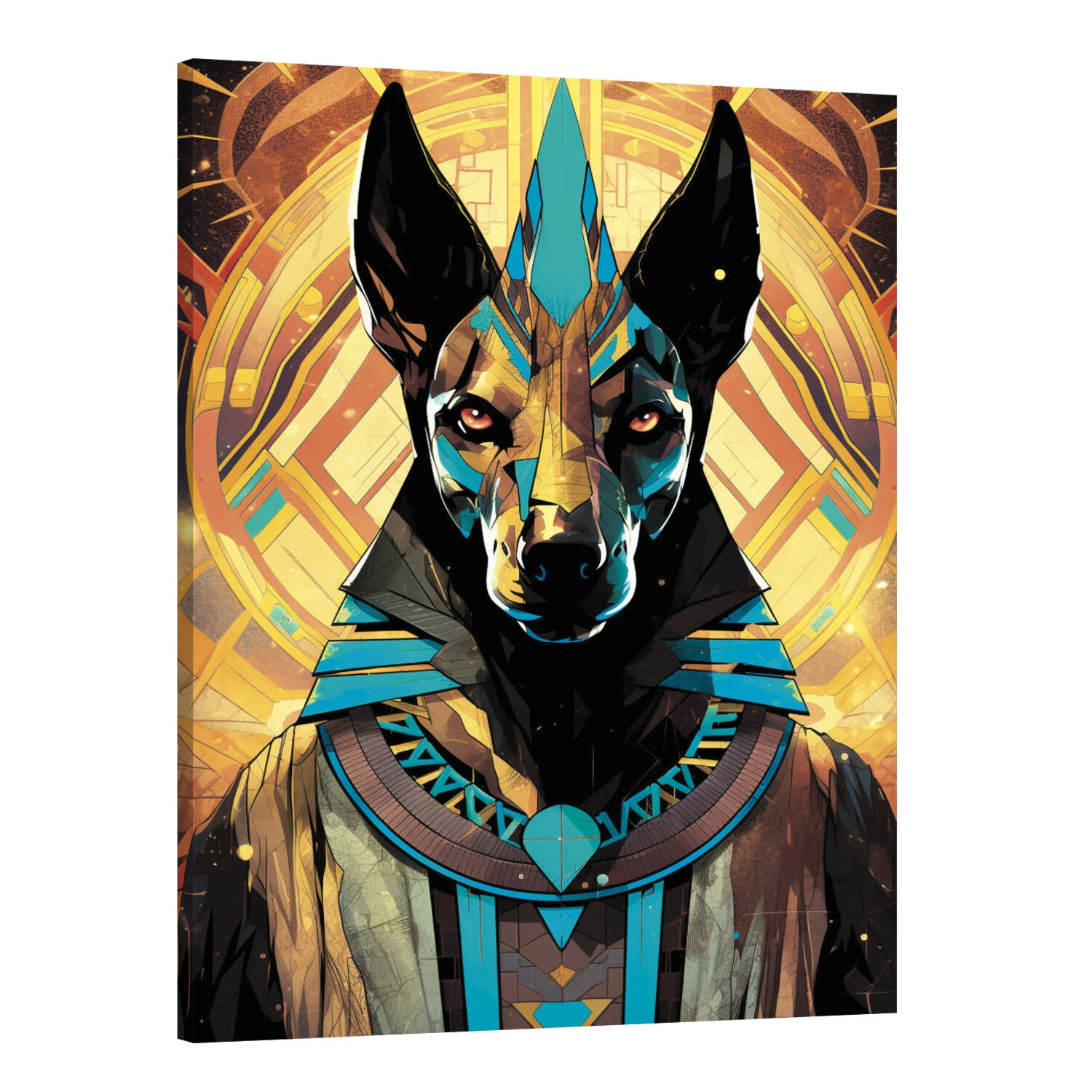 Интерьерная картина 50х70 "Анубис: хранитель забытых древних знаний"