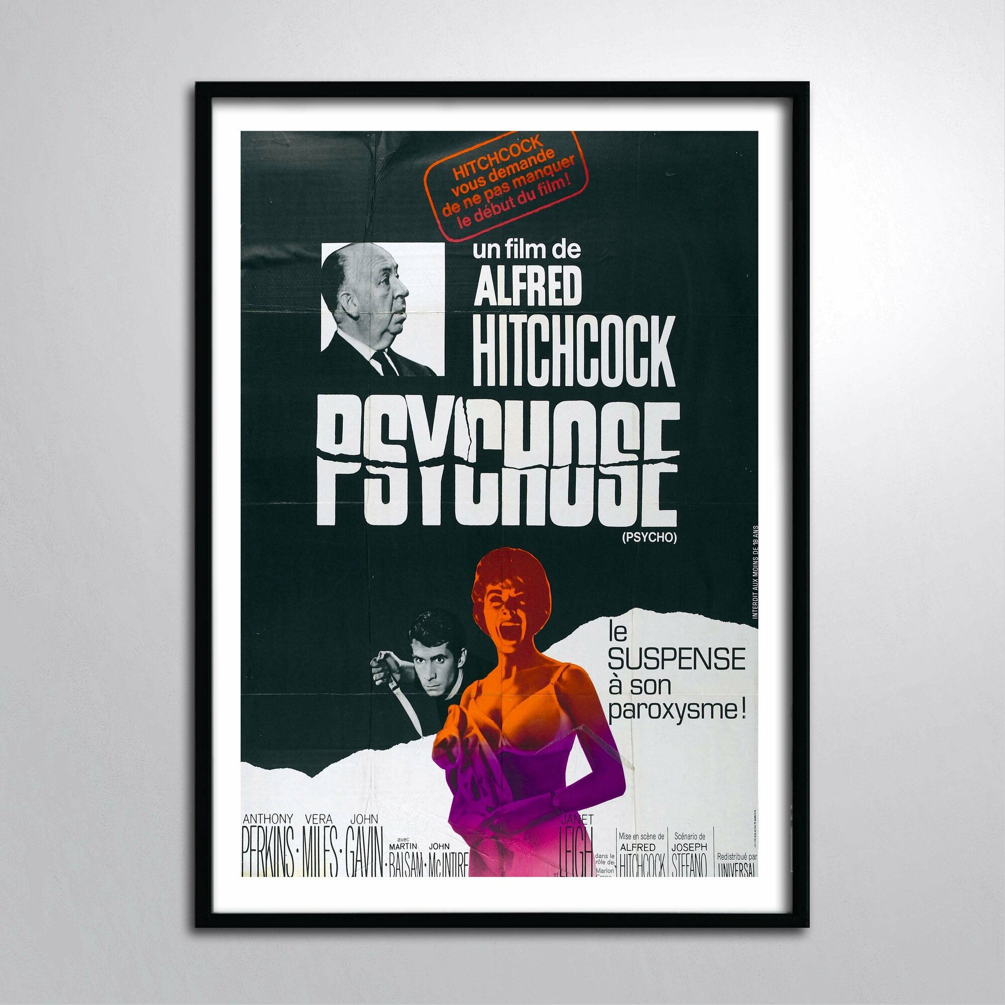 Постер без рамы/Винтажный плакат/ Альфред Хичкок Психо (1960) Энтони Перкинс Вера Майлз Бумага Psycho