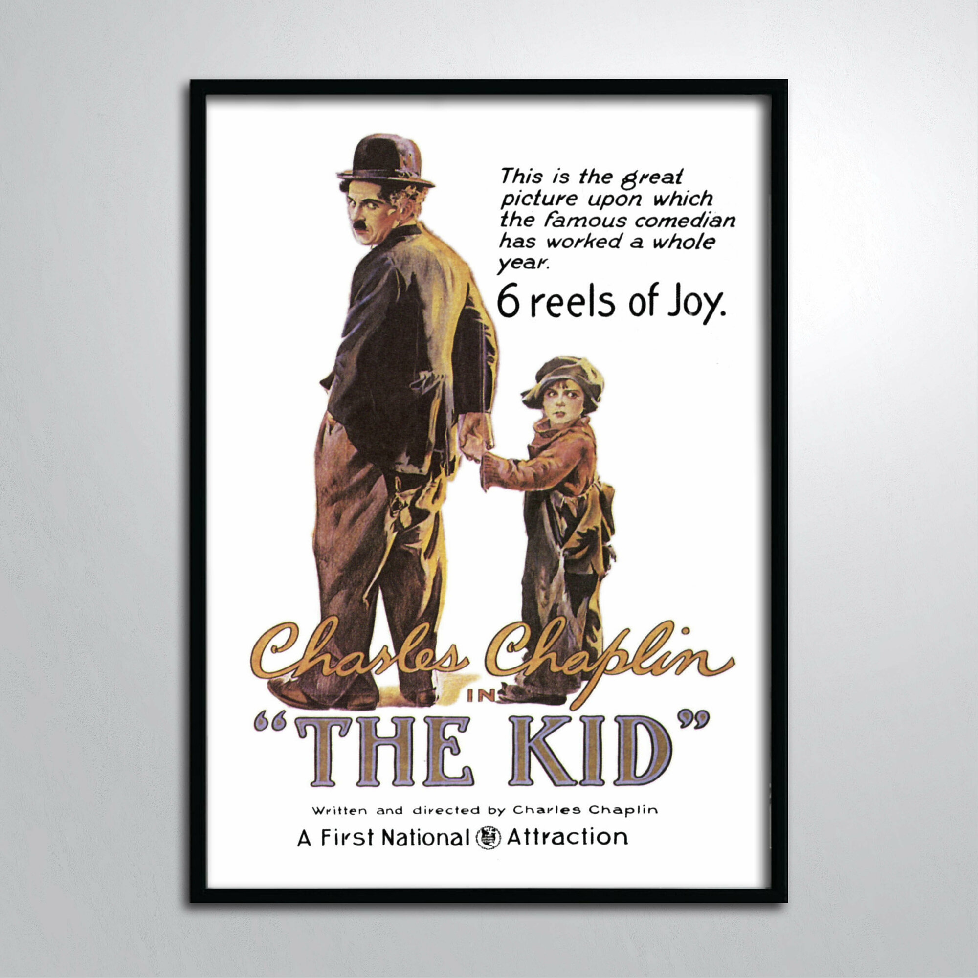 Постер без рамы/Винтажный плакат/Чарли Чаплин Малыш (1921) Белый The Kid (А2/420х594)