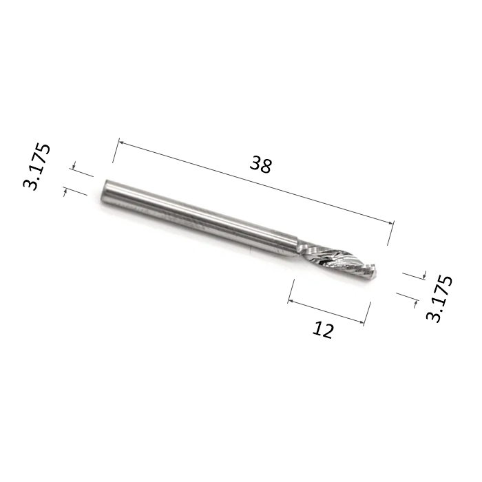 Фреза DJTOL A1LXD3.12 спиральная однозаходная стружка вниз (по акрилу (оргстеклу), дереву, композиту (АКП))