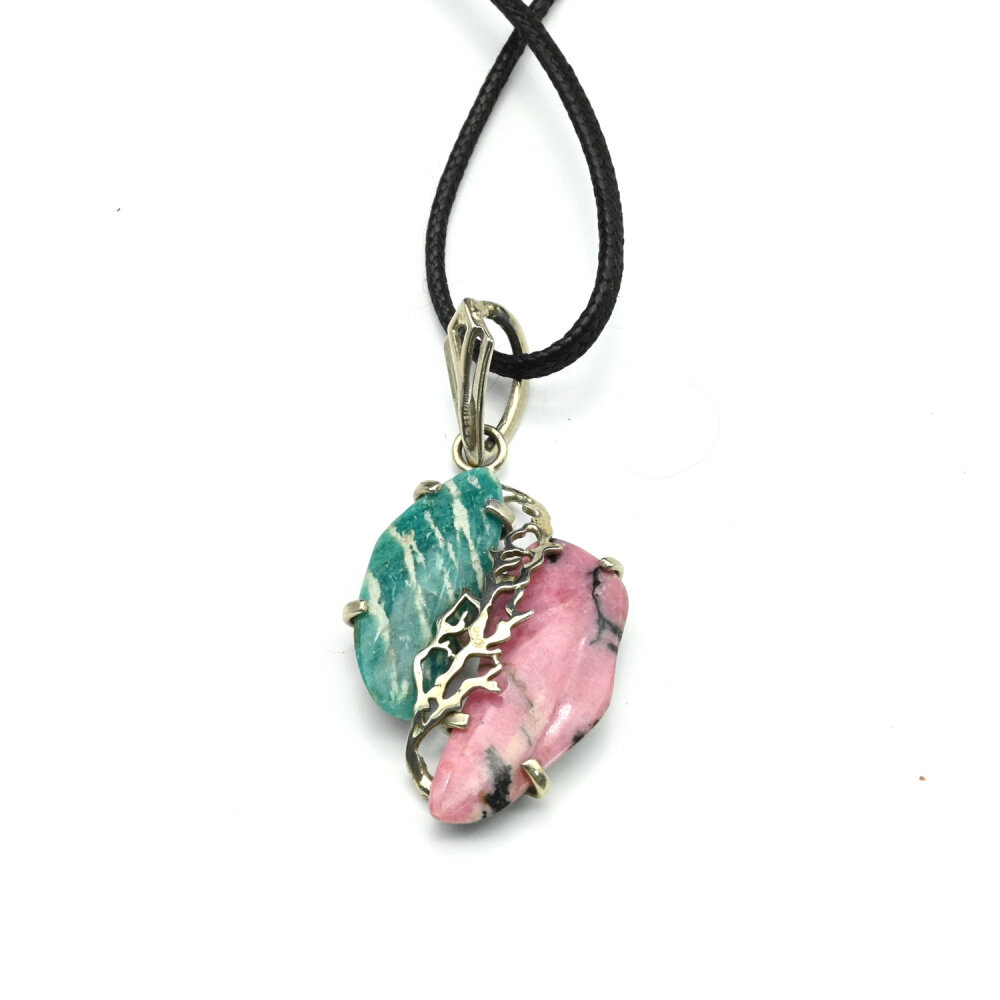 Подвеска, родонит, амазонит
