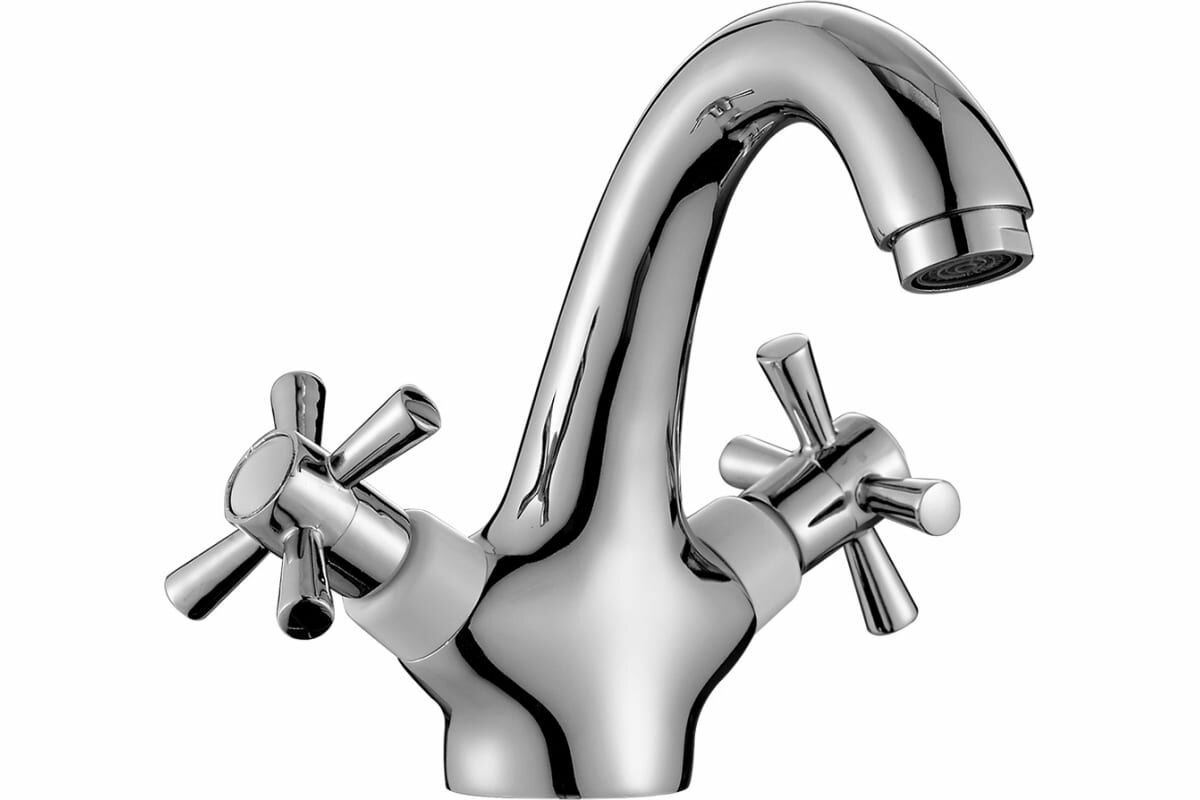 Двуручный смеситель для умывальника DECOROOM монолитный DR51011-White