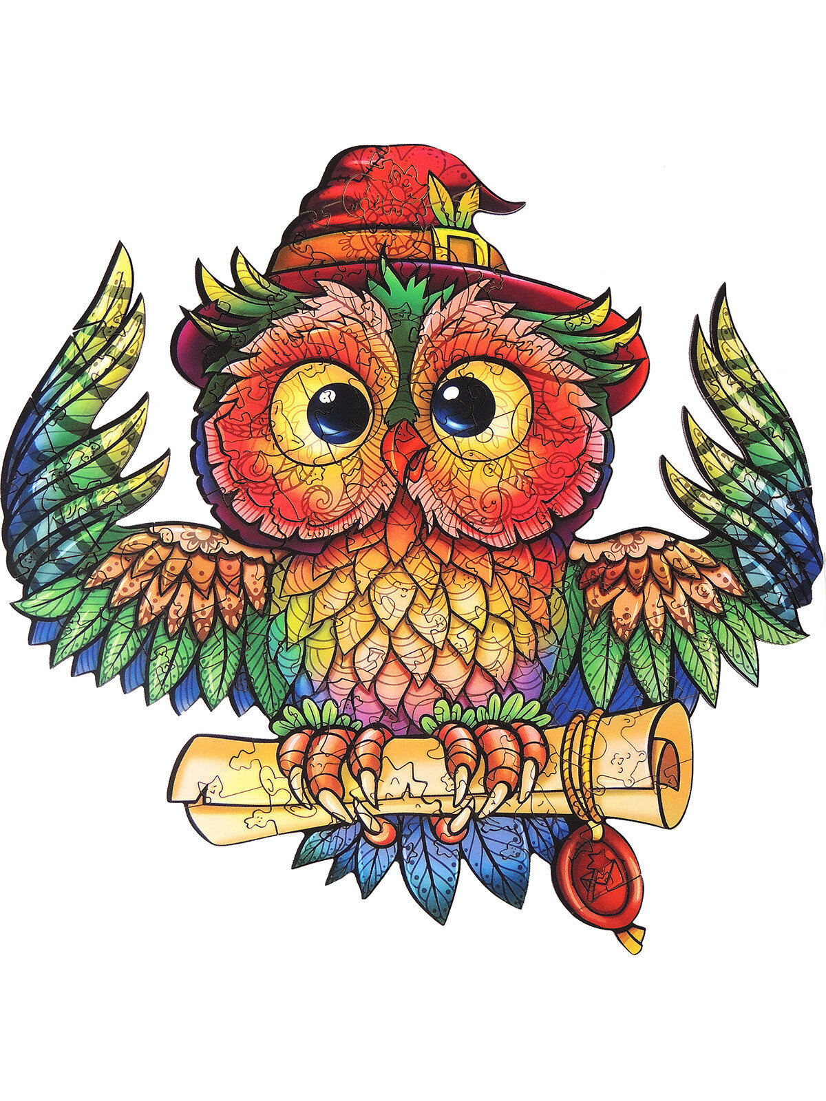 Деревянный пазл сказочная совушка Chapa Puzzles. В подарочной коробке. Головоломка-конструктор , 24х28 см, 99 деталей, конструктор, мозаика, для детей и взрослых, развивающая, на подарок