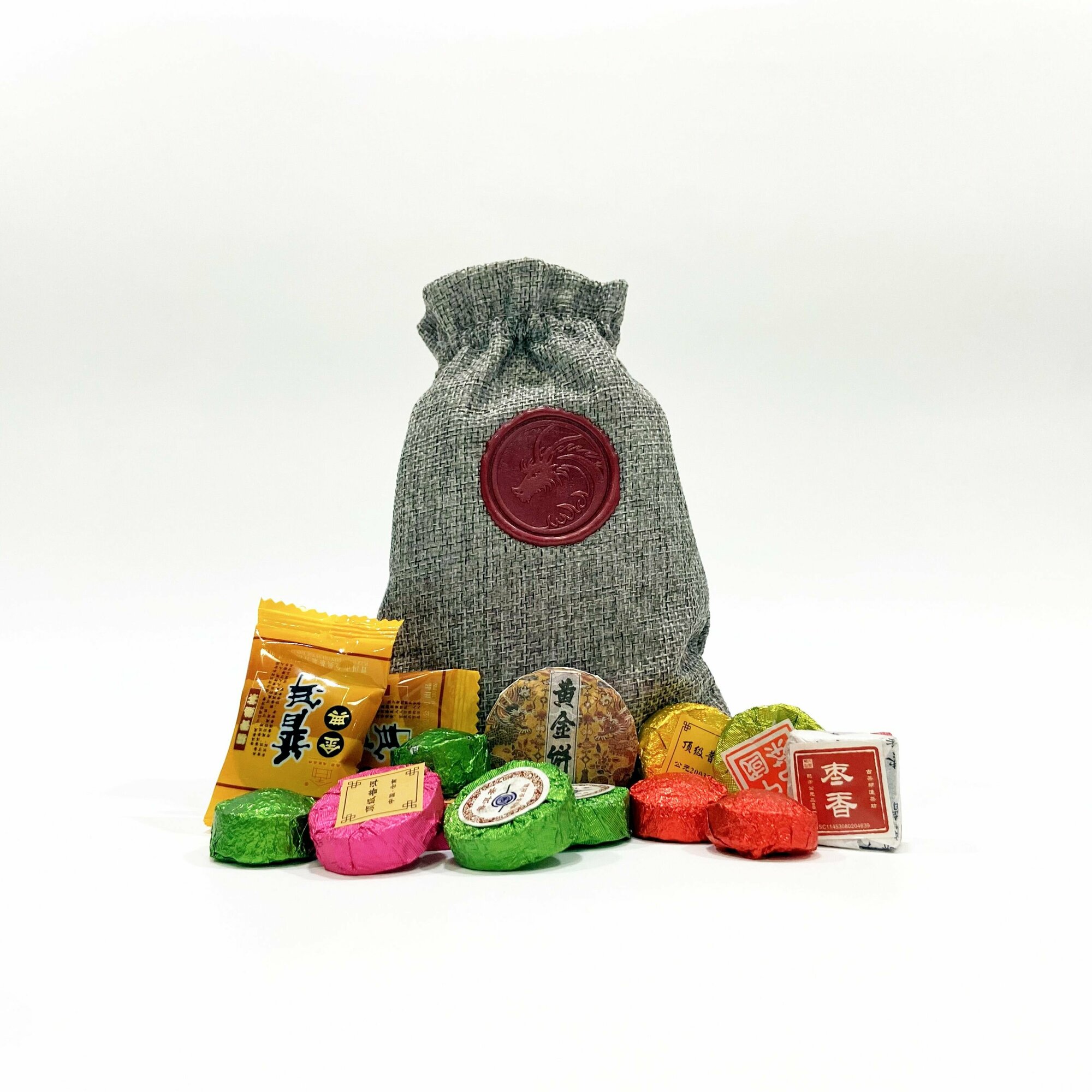 Ассорти элитных китaйских чаёв "Greench", 14шт, 100г/ Чай пуэр чёрный зелёный листовой прессованный в мешочке/ Подарочный набор кубиков пуер в подарок на 23 февраля/ 8 марта коллеге, мужчине, женщине