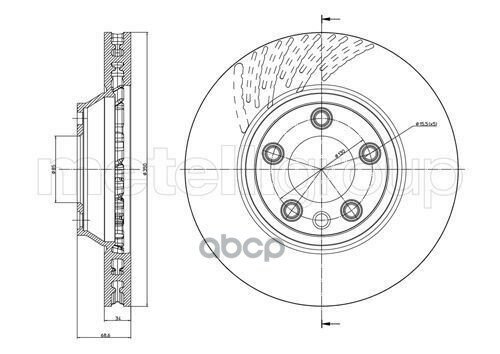 Тормозной диск AUDI Q7 2006-, PORSCHE CAYENNE 2002-, VW TOUAREG 2002- F/LH Trusting арт. DF558