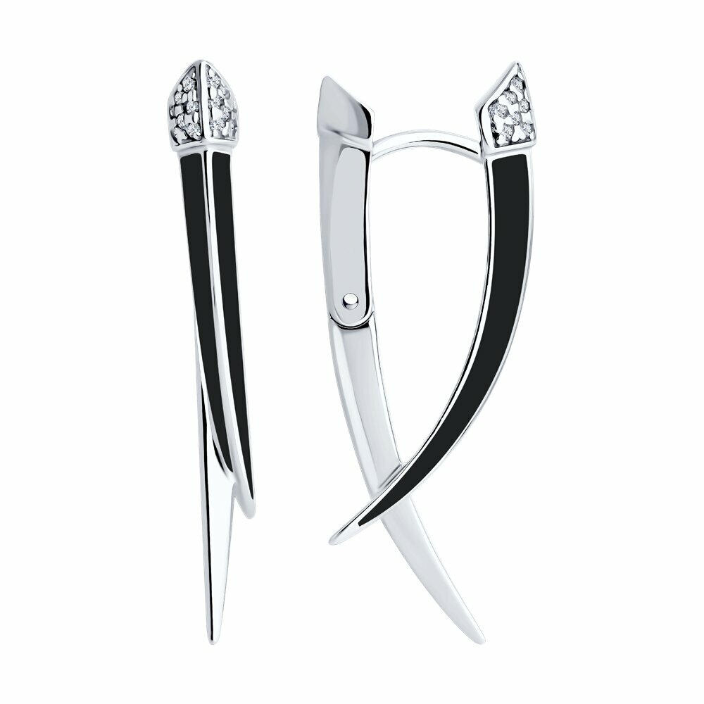 Серьги, серебро, 925 проба, эмаль