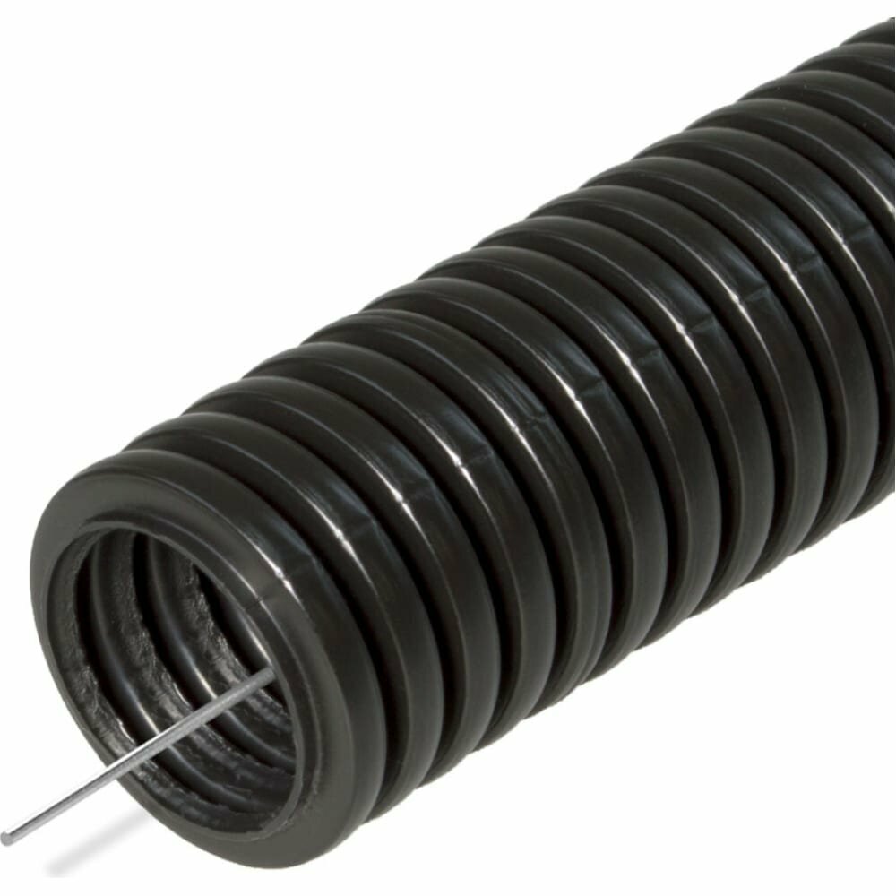 Гофрированная труба Промрукав ПА негорючая НГ стойкая к ультрафиолету УФ черная с/з д20 25м PR02.0267