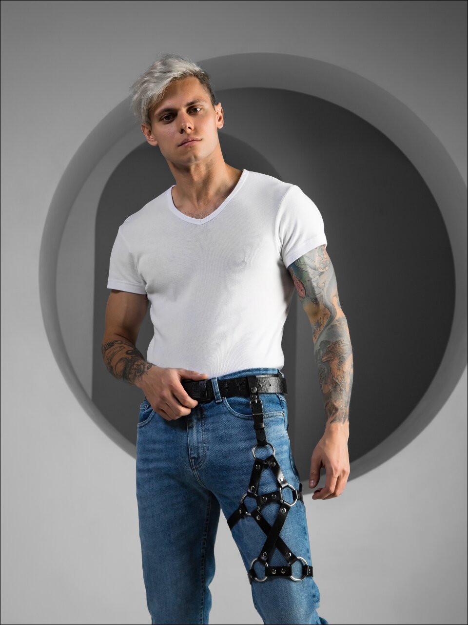 Стильный мужской гартер "HERMES" (M/L)