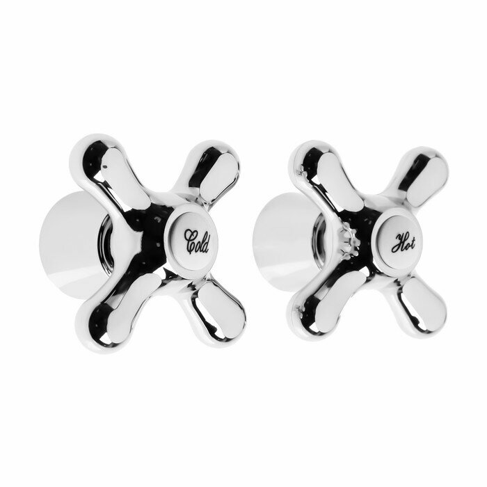 Ручка на смеситель ZEIN Z005, крест, для кран-букс со штоком на 20 шлицов, пластик, хром, 20 шт.