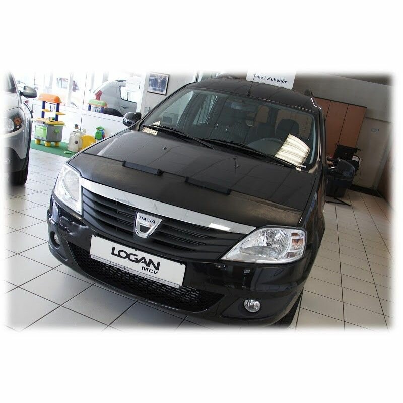 Дефлектор капота Кожаный для RENAULT LOGAN 1 2009 -2015 I Рестайлинг (Рено Логан)