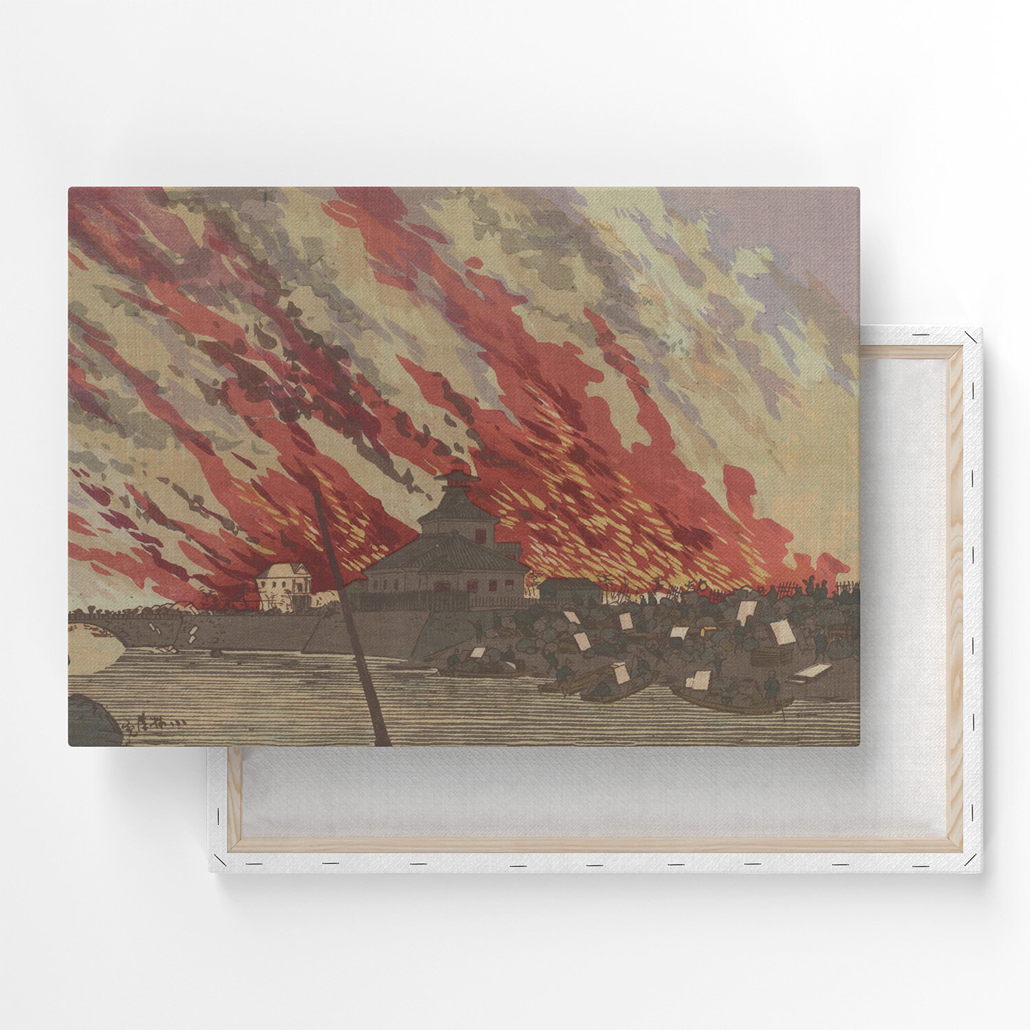Картина на холсте, репродукция / Кобаяси Киётика - Great Fire in Ryogoku / Размер 30 x 40 см