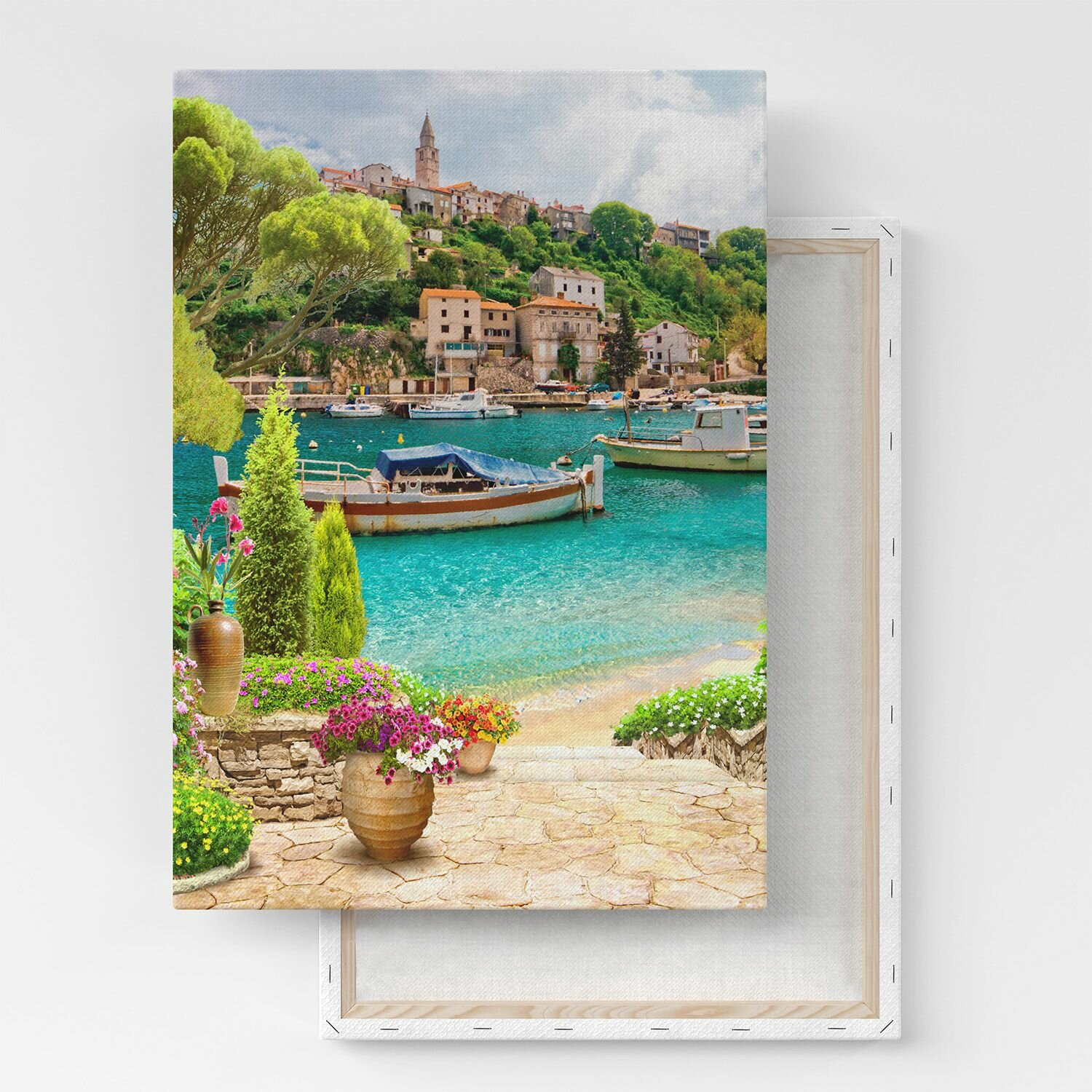 Картина на холсте, репродукция / Лодки в реке / Размер 30 x 40 см