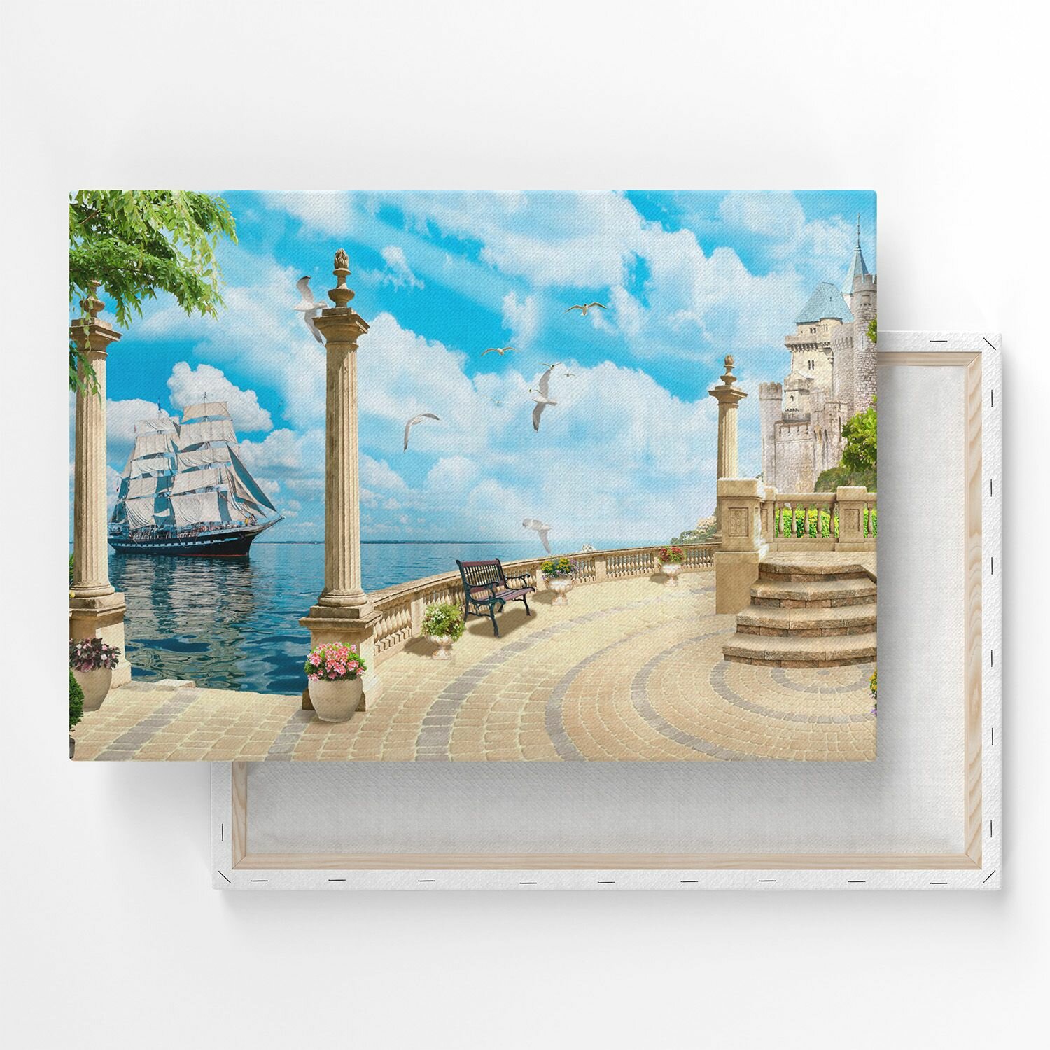 Картина на холсте, репродукция / Корабль в море / Размер 40 x 53 см