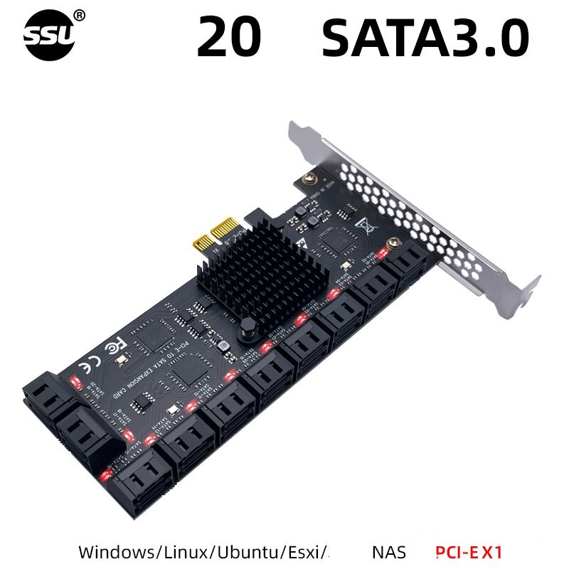 Контроллер PCIe SATA 3.0 x20 / Адаптер с 20-портовым контроллером SATA III 6Gbps