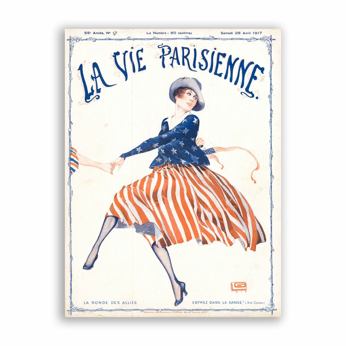 Постер на бумаге в стиле Пин-ап / La Vie Parisienne - La Ronde des Allies Entrez Dans la Danse! / Размер 30 x 40 см