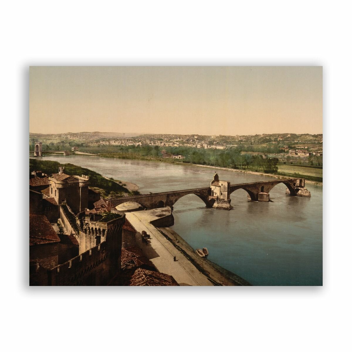 Постер, плакат на бумаге / General view and Benezech Bridge, France / Размер 60 x 80 см