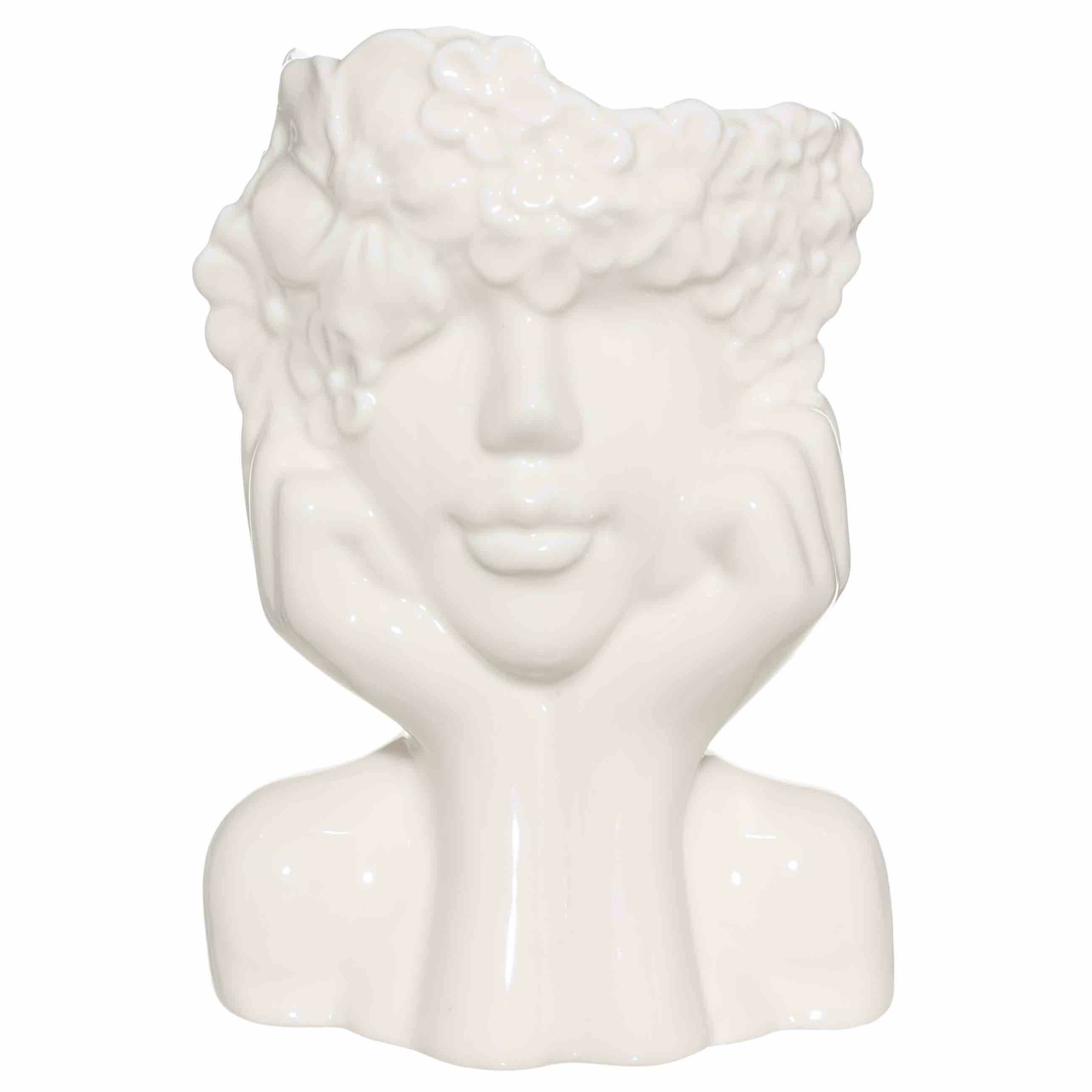 Ваза для цветов, 17 см, декоративная, фарфор P, молочная, Лицо в цветах, Face flowers, Kuchenland