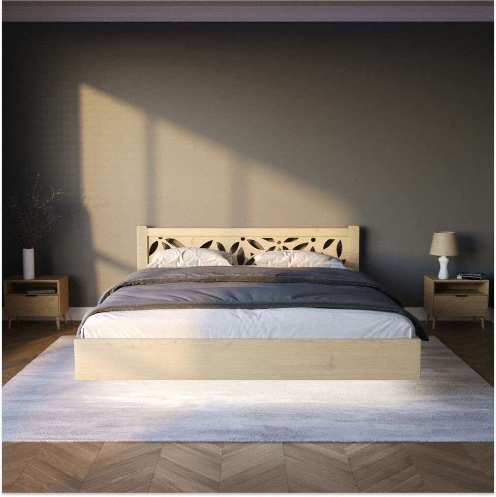 Кровать двуспальная 120x200 парящая Элиз цвет Беленый дуб