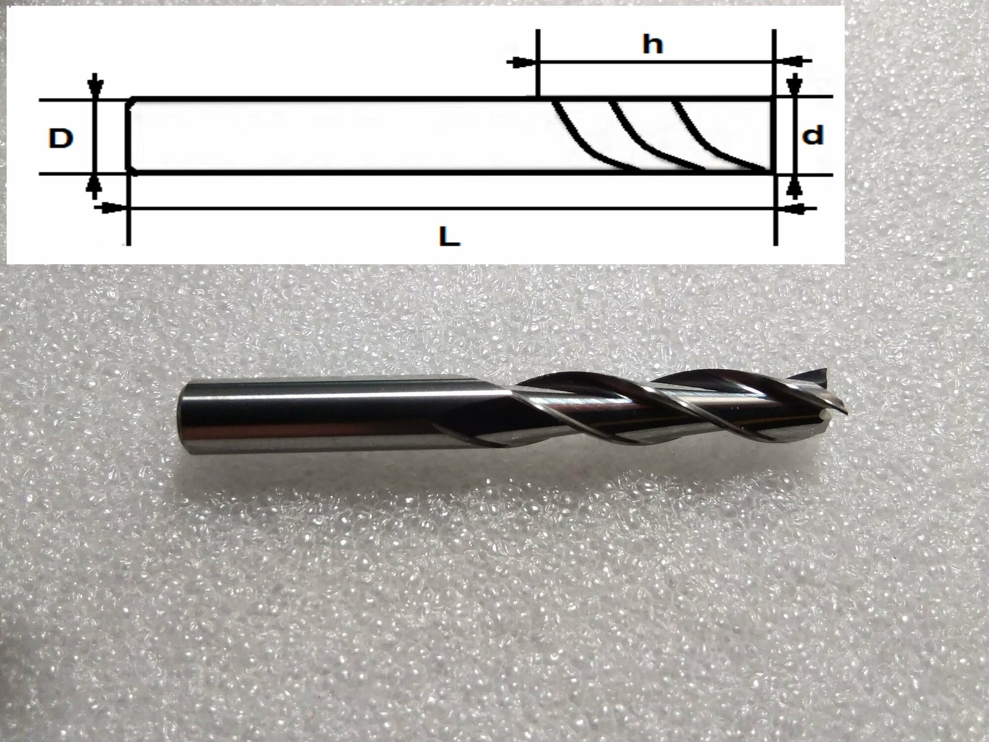 Спиральная трехзаходная фреза 3L625, d-6/ h-25/ D-6/ L-50. X series для ЧПУ станка.
