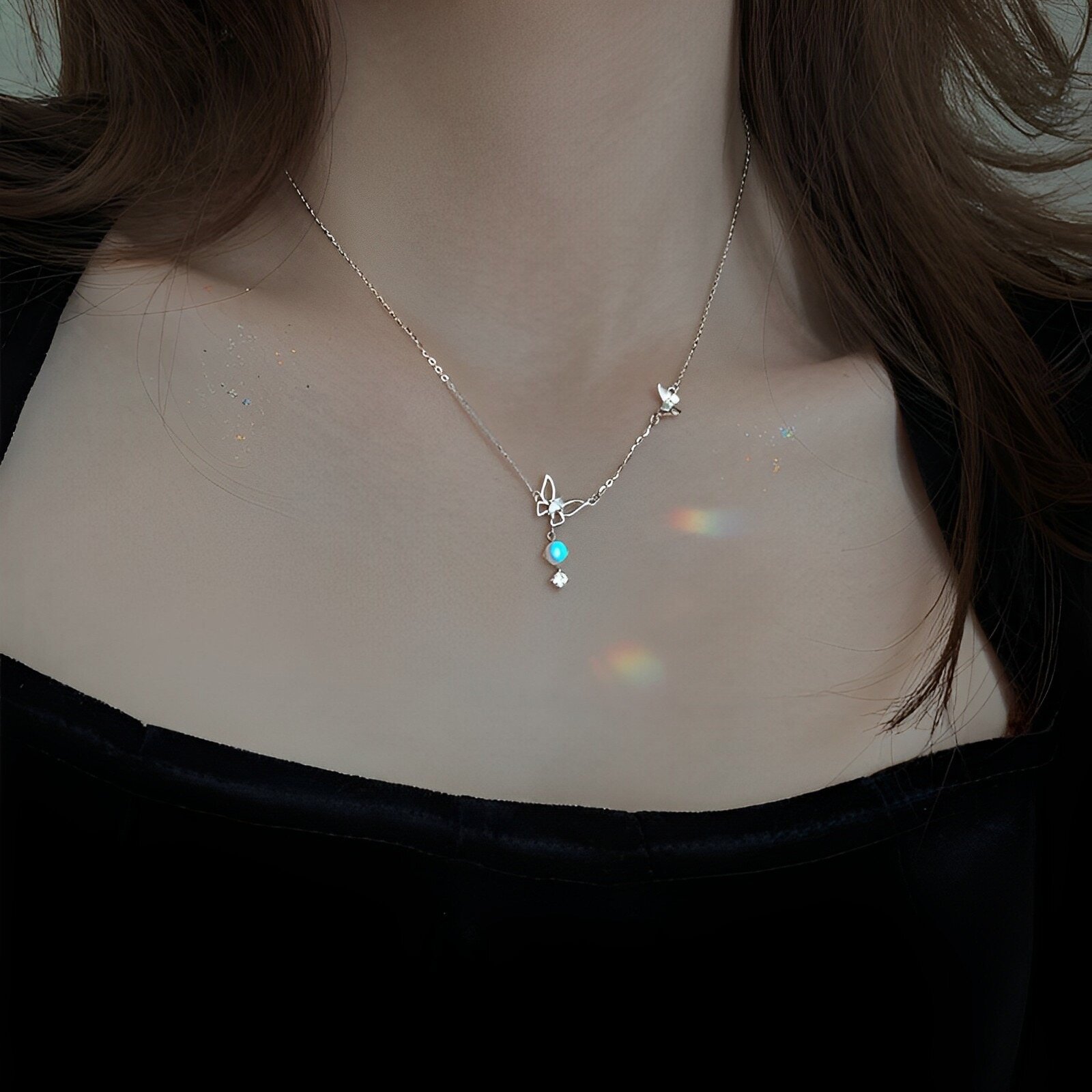 Чокер, циркон, лунный камень