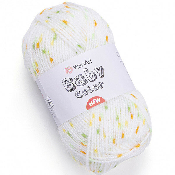 Пряжа Yarnart BABY COLOR 202 бел/оранж (5 мотков)
