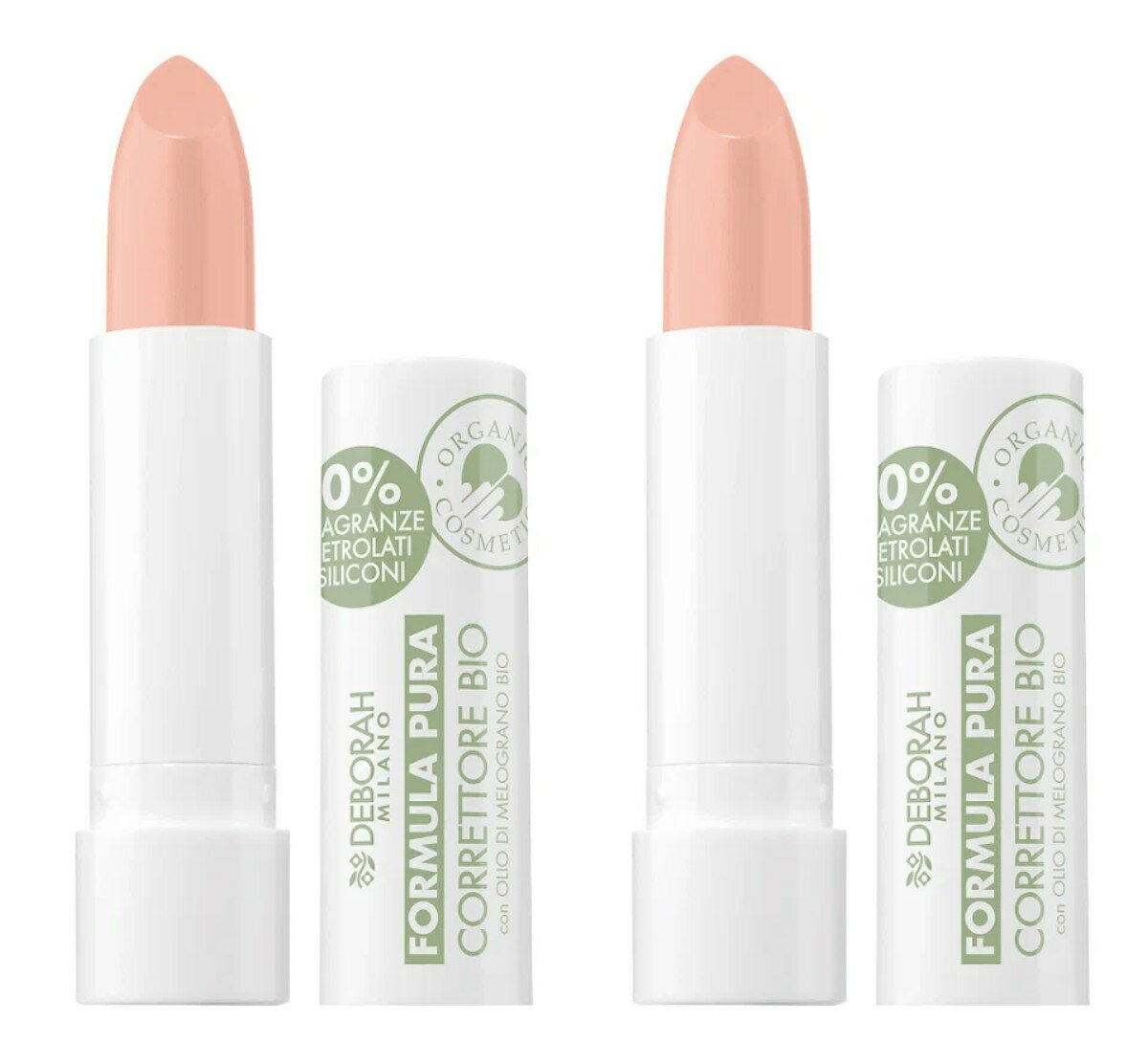 Консилер стик Deborah Milano, Formula Pura Correttore Bio, тон 02, 4,95 гр, 2 шт
