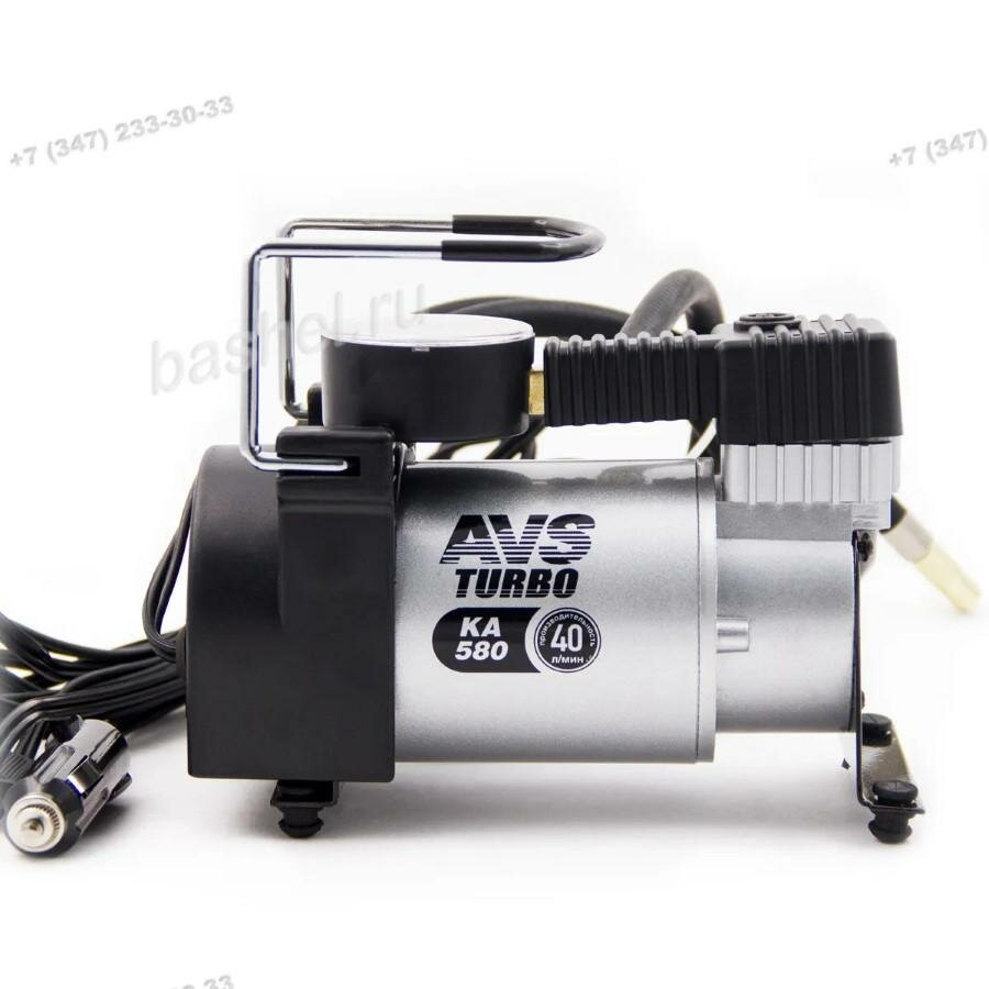 Компрессор автомобильный AVS Turbo KA580 40 л/мин, 12V, 150Вт, 14А, 10 атм, с сумкой