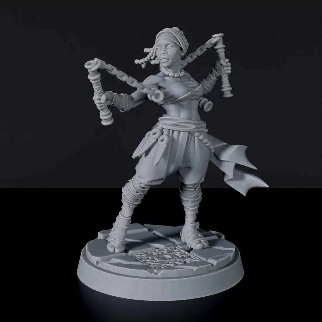 Миниатюра D&D "Монах с нунчаками" 32 мм (DnD, Dungeons & Dragons, ДнД, Подземелья и Драконы, Pathfinder)