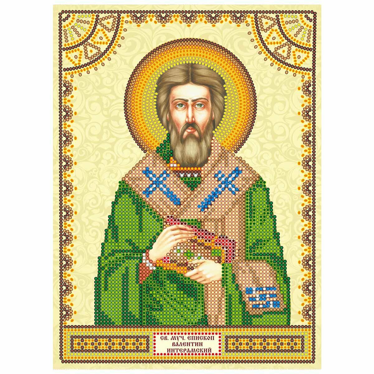 Схема для вышивки иконы бисером на художественном холсте 'Святой Валентин', 17*23 см