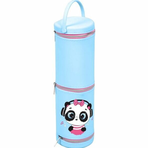 Пенал-трансформер deVENTE Panda, силиконовый на 2 молниях, пастельный голубой