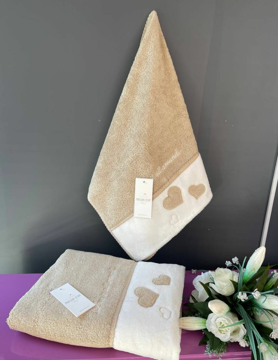 Полотенце Maison Dor MONIQUE HEARTS Бежевый 1 шт. 85*150