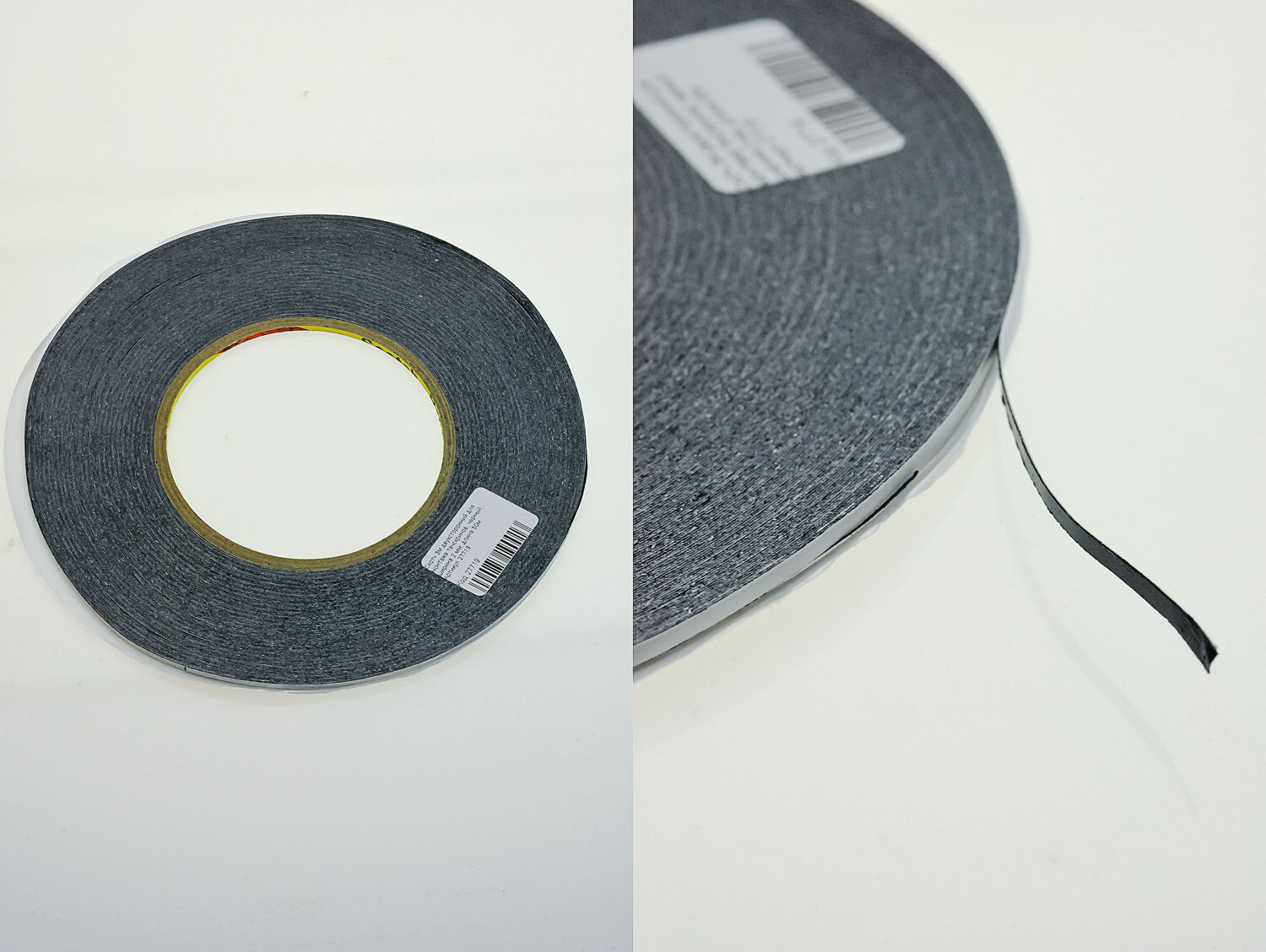 Скотч 3M двухсторонний для монтажа тачскринов, черный, ширина 2 мм, толщина 0,1 мм, длина 50м