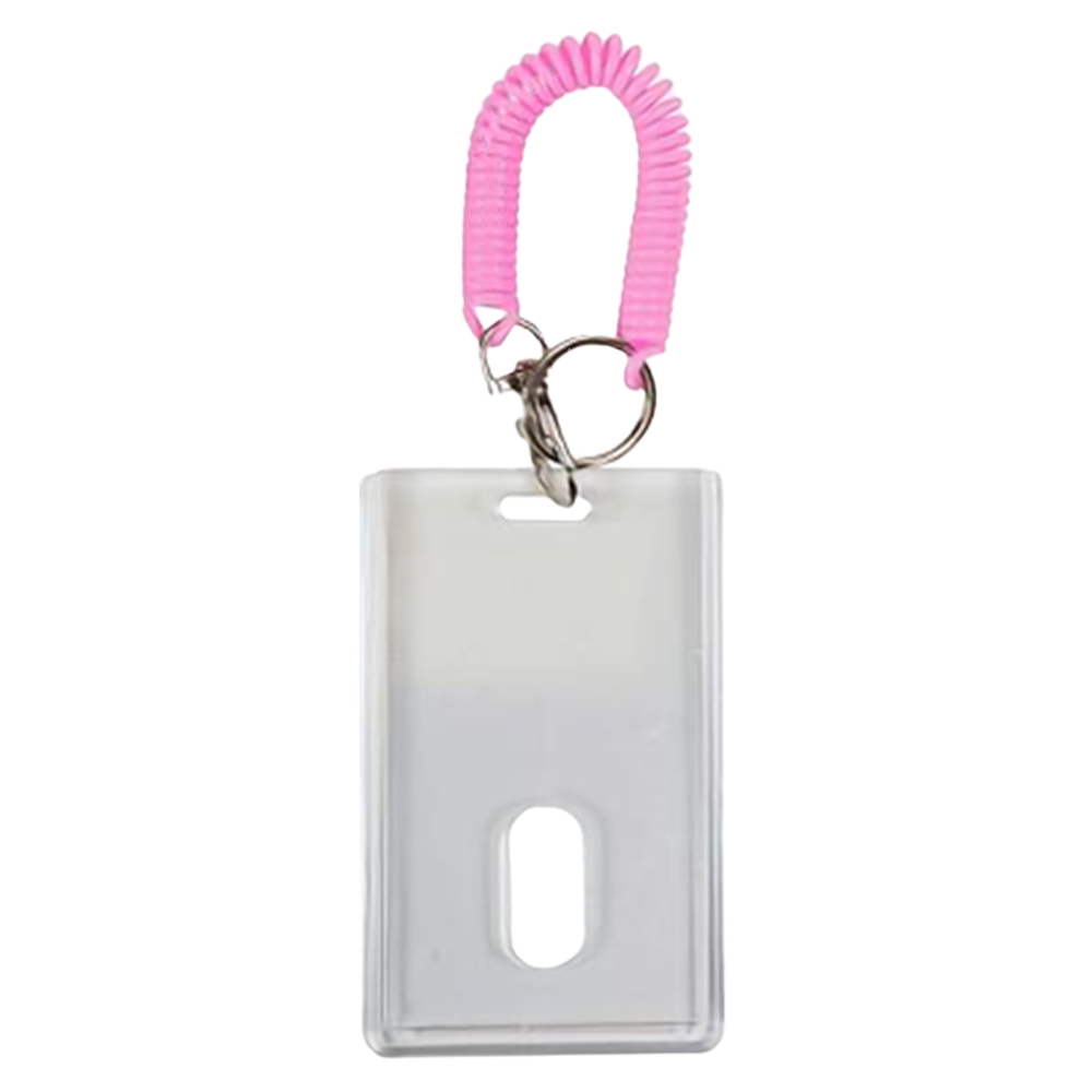 Бейдж школьный, картхолдер поворотный с карабином на пружине, 11х7 см, пластик/металл, De vente розовый