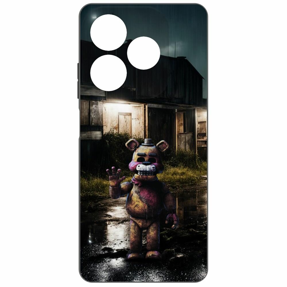 Чехол-накладка Krutoff Soft Case фнаф (FNAF) - Фредди под дождем для ITEL P55 черный