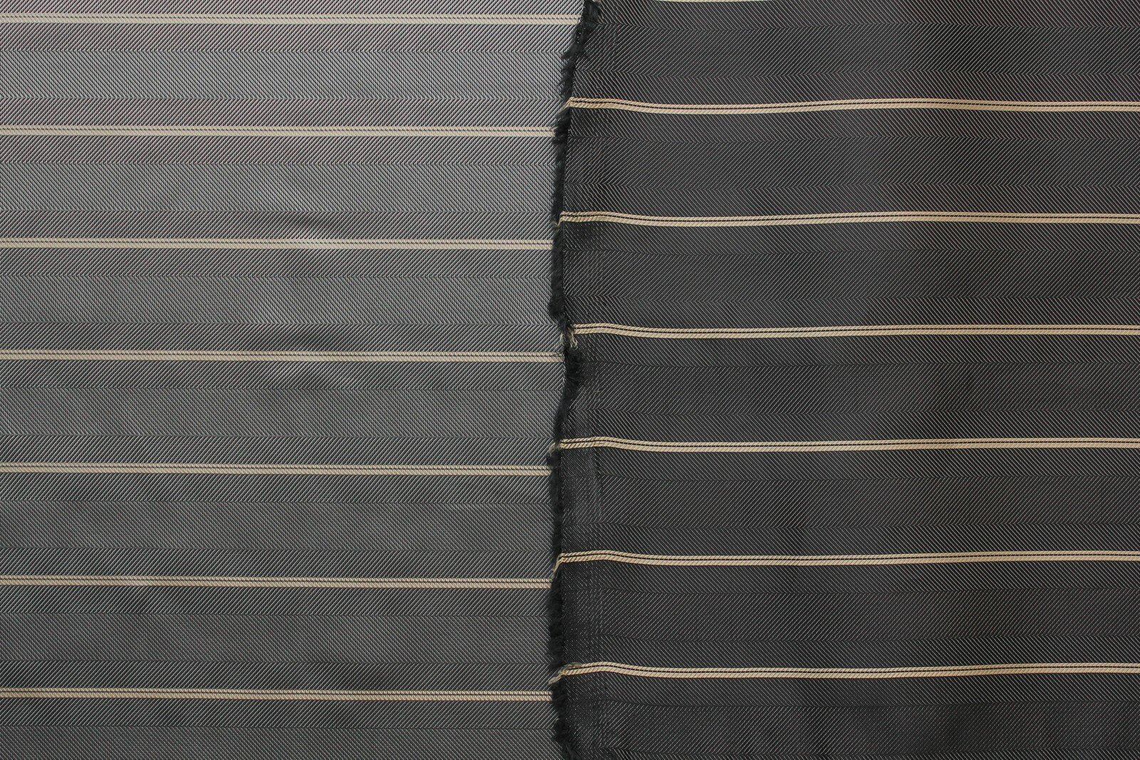 Ткань подкладочная Zegna в ёлочку серо-чёрная с бежевыми полосками, ш136см, 0,5 м