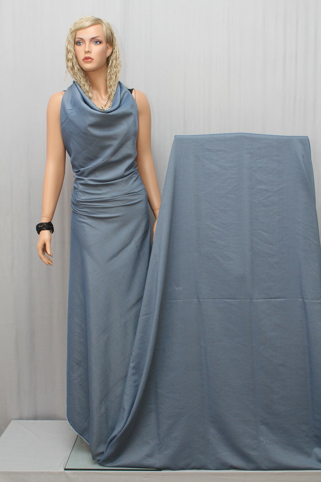 Ткань Джинс-купра серо-синий светлый, бархатистый, 160 г/пм, ш144см, 0,5 м