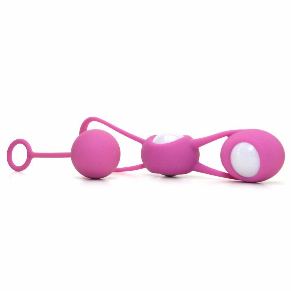Розовый вагинальный тренажер Кегеля комплект из 2 вагинальных шариков для женщин THE ALEXANDRA BEN WA BALLS - 3,2 см.