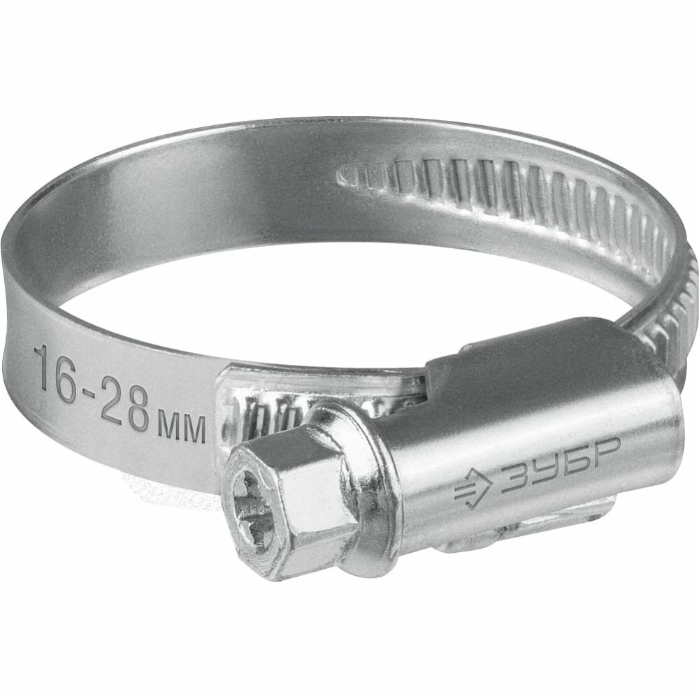 Червячный хомут ЗУБР Х-9н 16-28 мм, оцинкованный, 50 шт. 37807-28