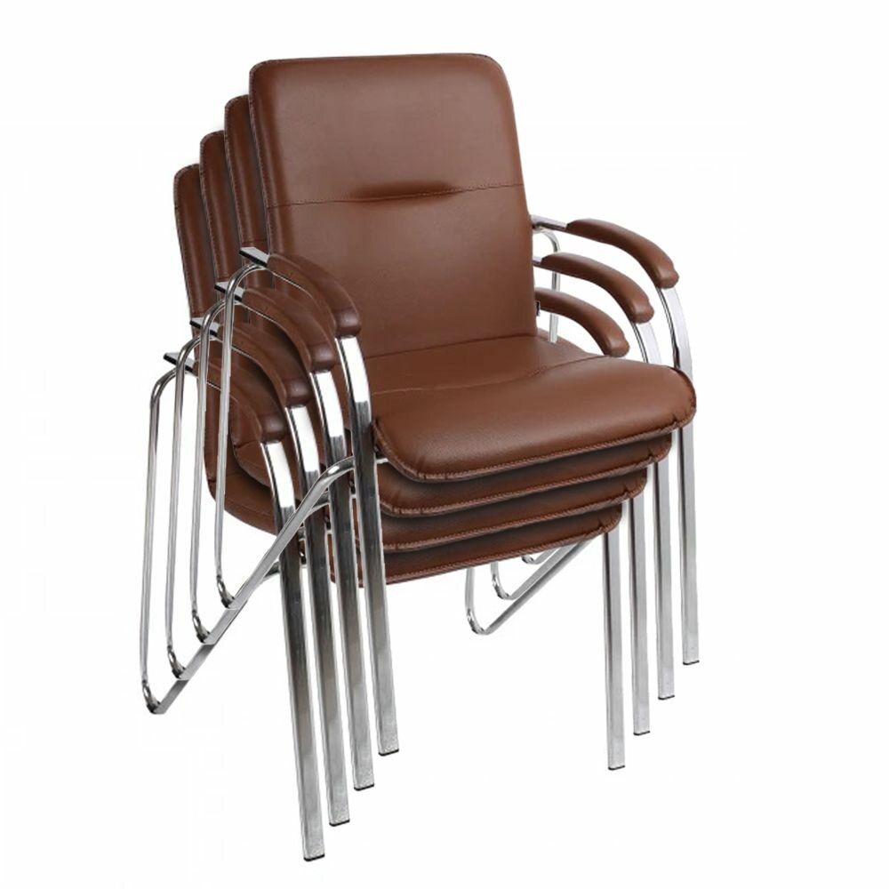 Стул офисный_Кресло Самба хром SAMBA chrome (комплект 4 шт), V19 коричневый